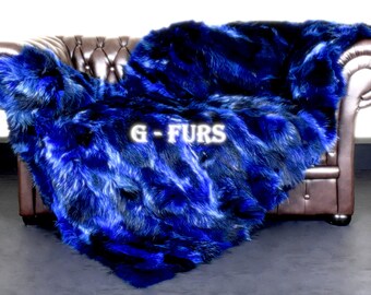 Luxury Real Blue Fox-half Skin Fox Fur Throw Blanket - Etsy