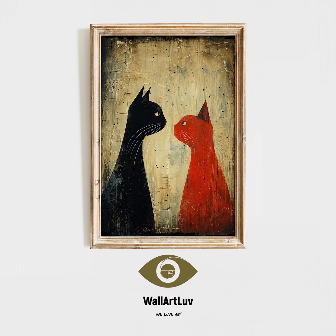 Printable Cat Wall Art, Modern Digital Download Oil Painting, Aesthetic ...