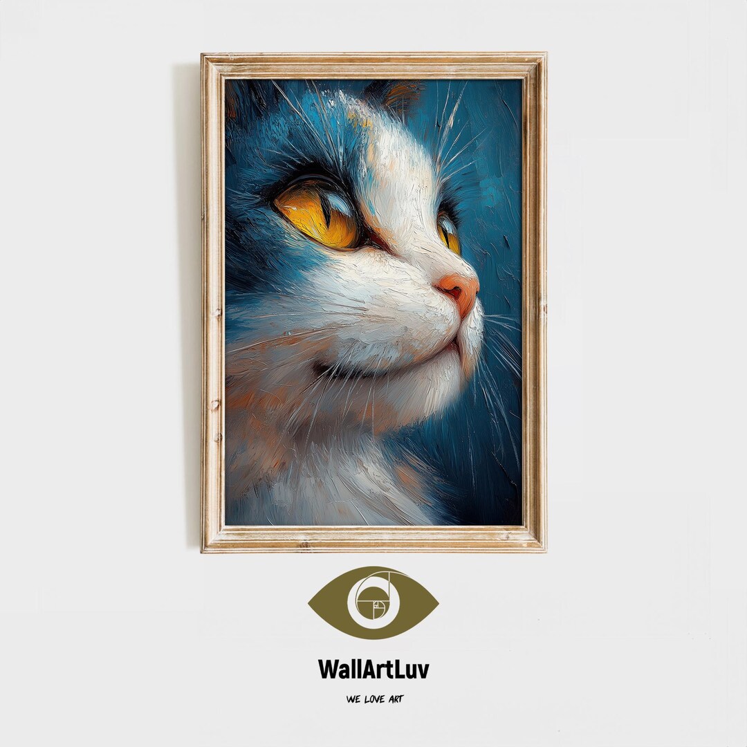 Modern Digital Download Oil Painting, Artistic Cute Cat Painting ...