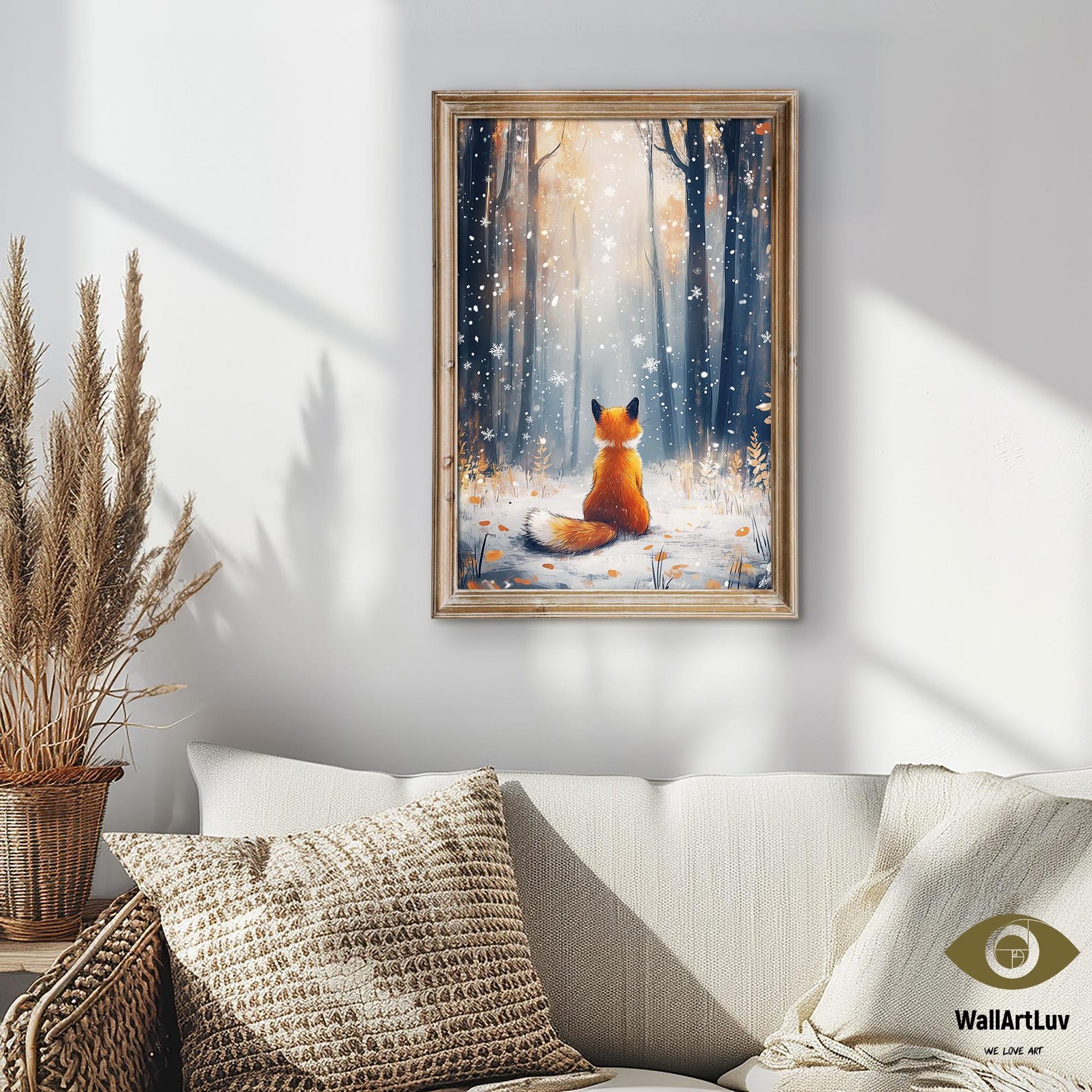 Whimsical Snow Fox Painting Wall Art, Digital Download Oil Painting ...