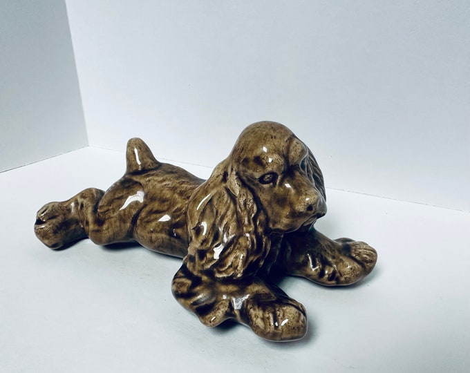 Vintage Glazed Ceramic Cocker Spaniel Dog Figurine - Etsy