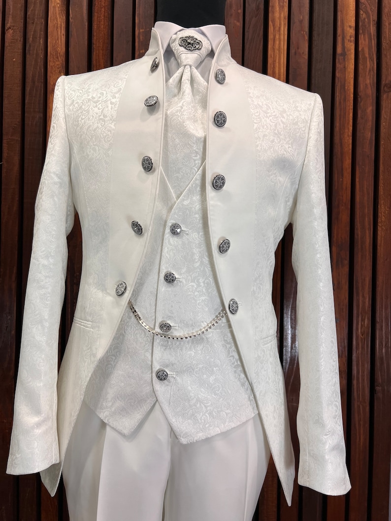 Mens Slim Fit White Tuxedo Mandarin Collar | Weddings and Special ...