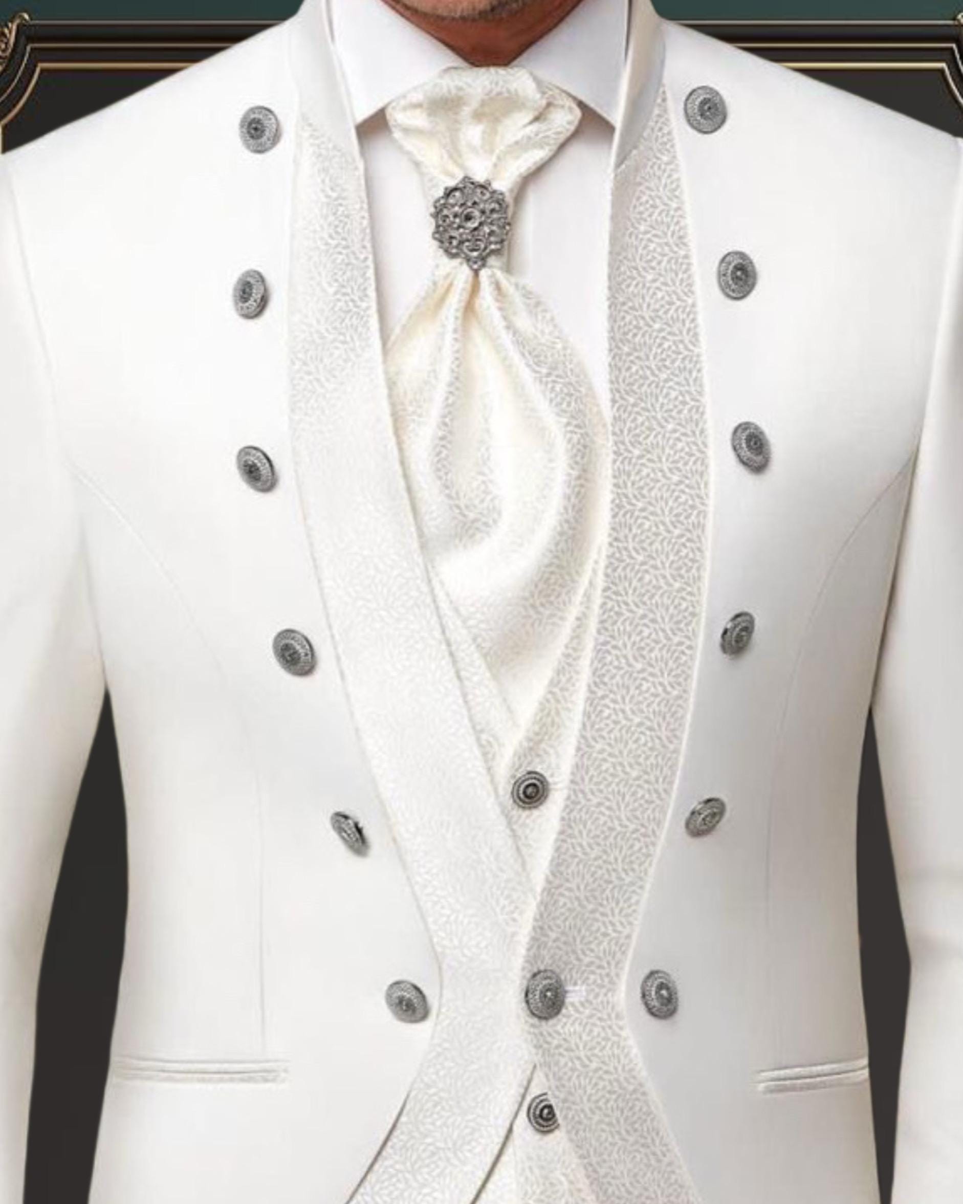 Mens off White Tuxedo Mandarin Collar | Weddings and Special Occasions ...