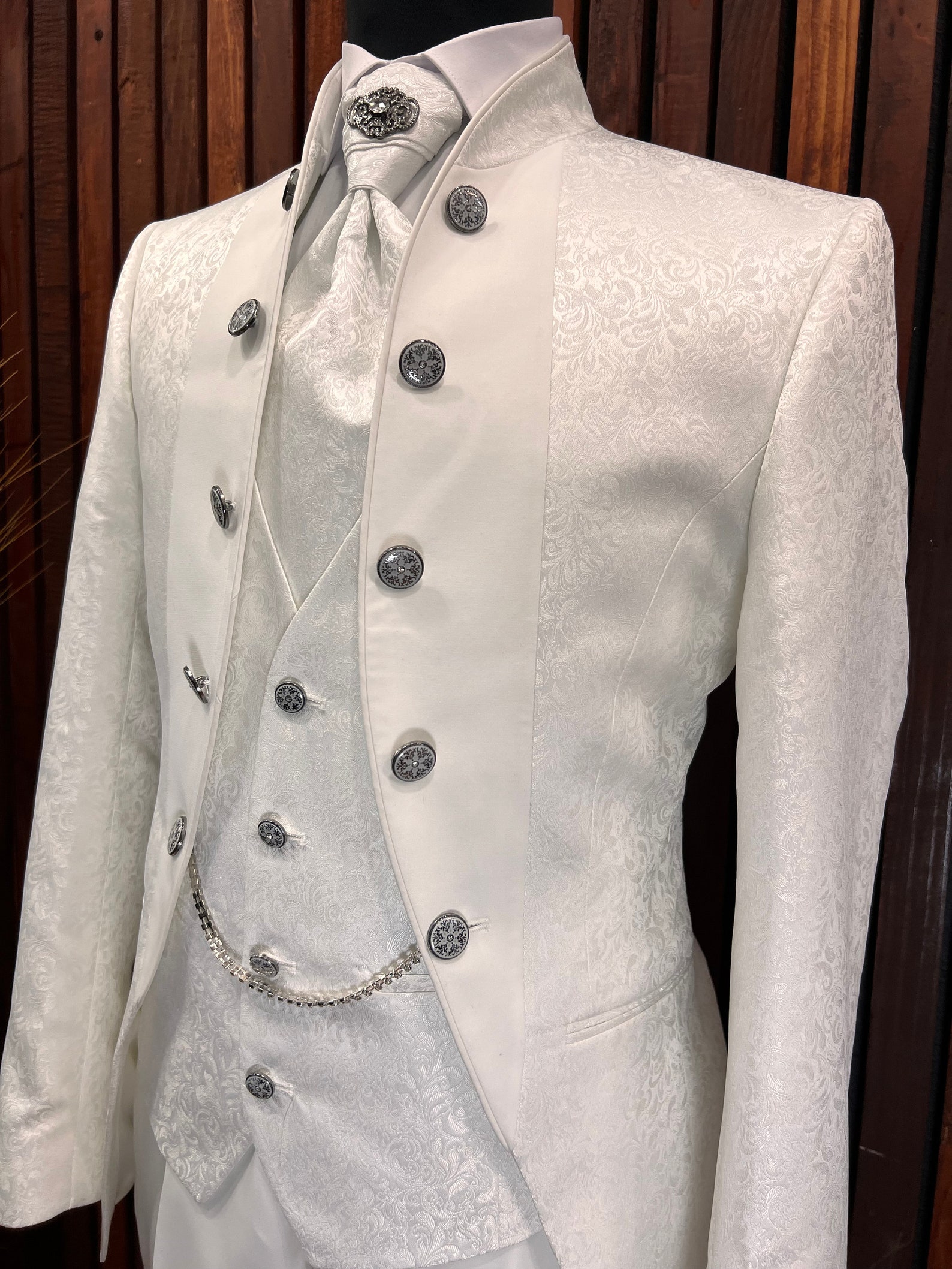 Mens Slim Fit White Tuxedo Mandarin Collar | Weddings and Special ...