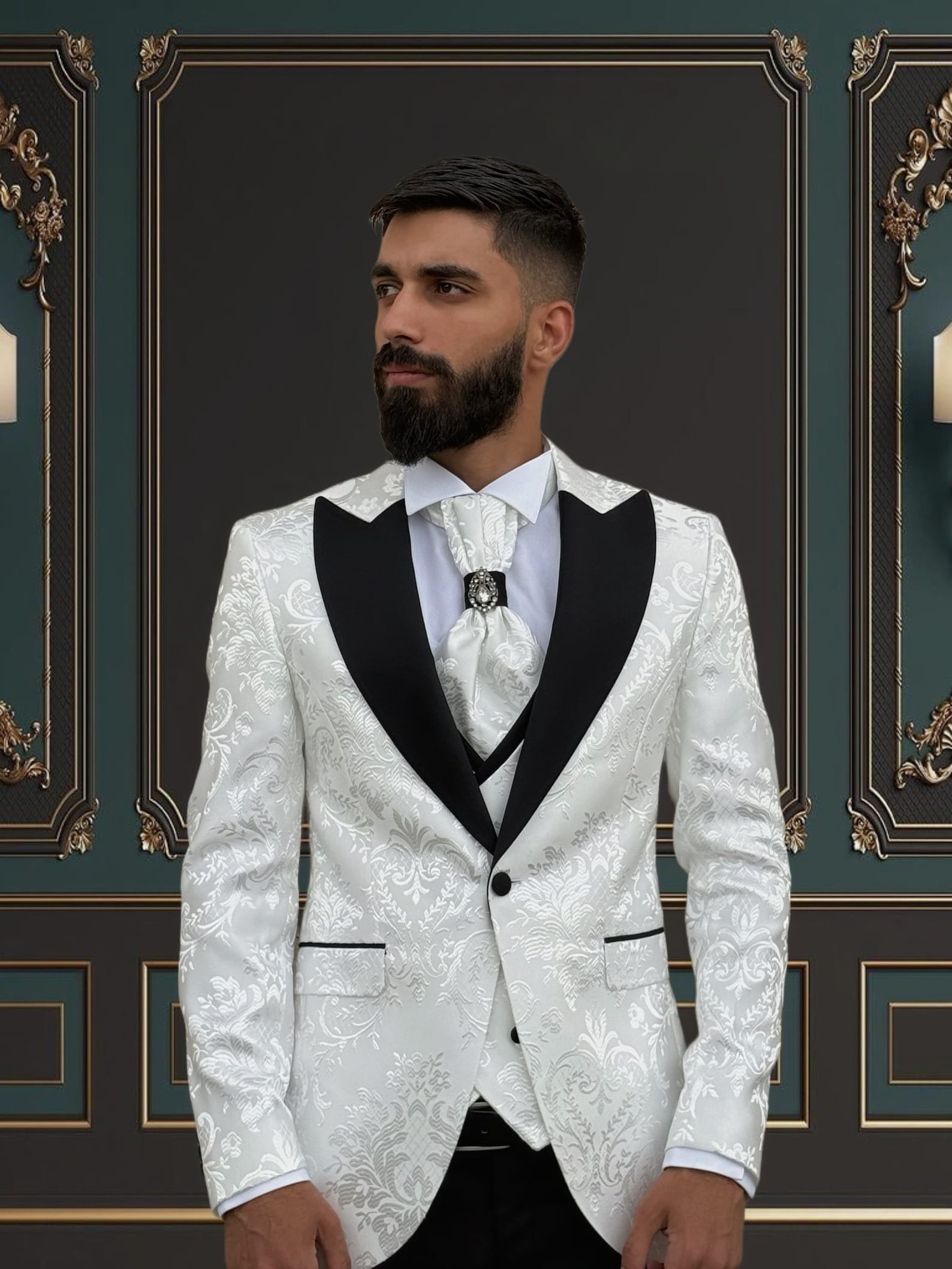Mens Slim Fit White Floral Tuxedo Peak Lapel | Weddings and Special Occasions Tuxedo - Etsy