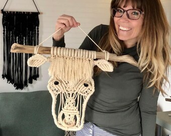 Macrame Cow Wall Hanging - Etsy