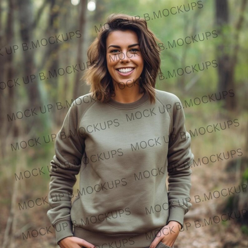 Mockups, Army Green Sweatshirt Mockup, Gildan 18000 Mockup, Sweater ...