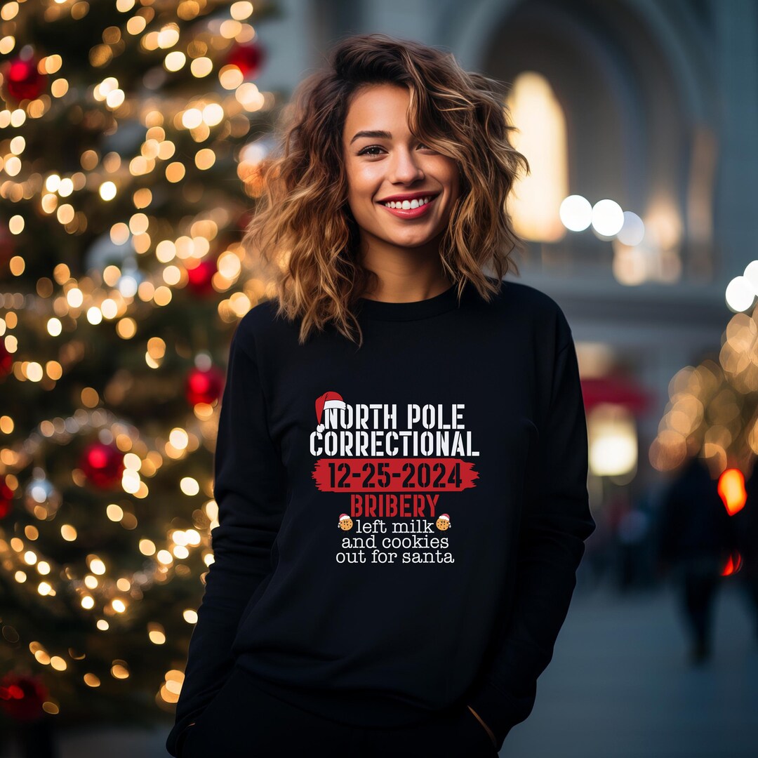 North Pole Correctional, Funny Christmas Shirt, Crewneck Sweatshirt ...