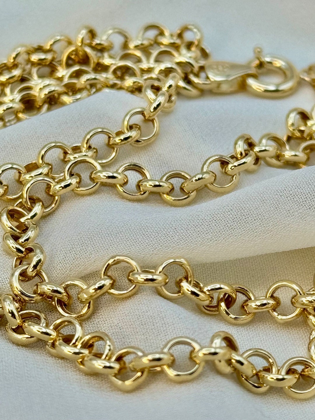 18k Solid Gold Rolo Chain, 18k Gold, Gold Rolo Chain, Rolo Chain ...