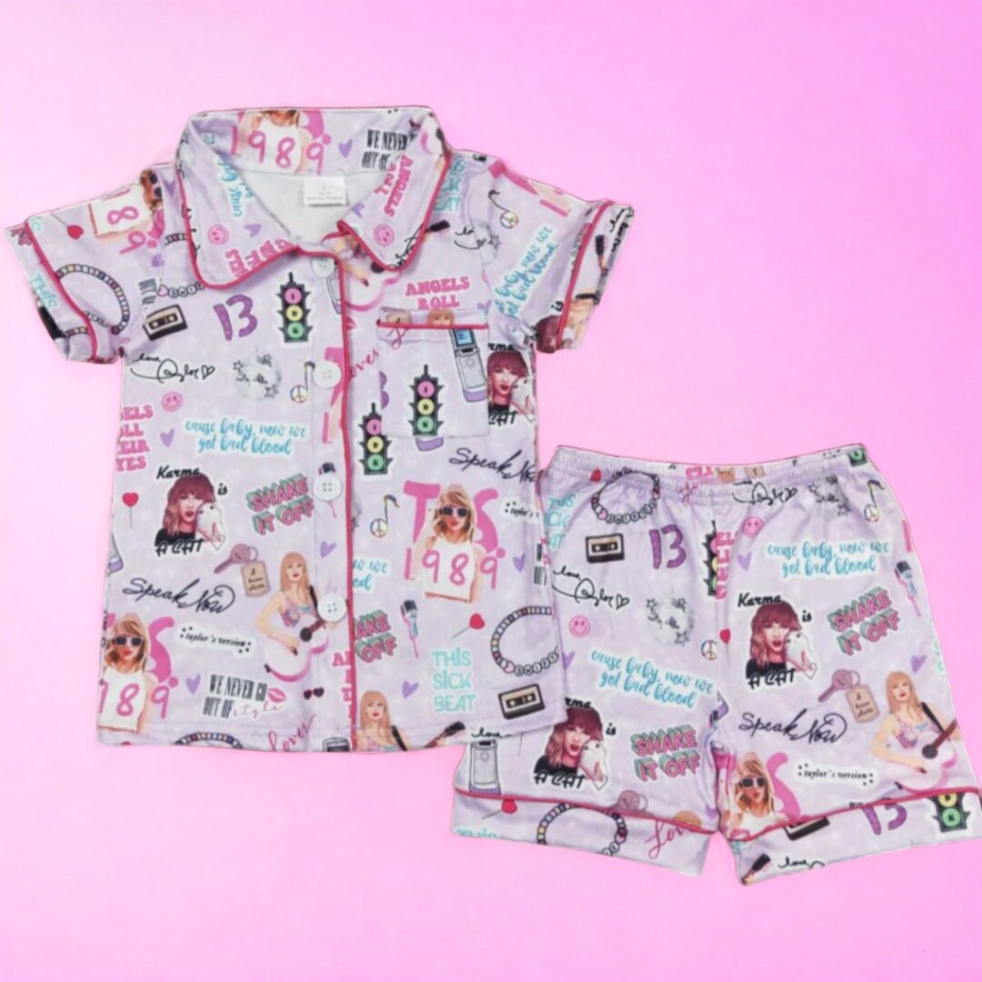 Personalized Taylor Swift Pajama Set for Kids, Cute Pink Soft Taylor ...