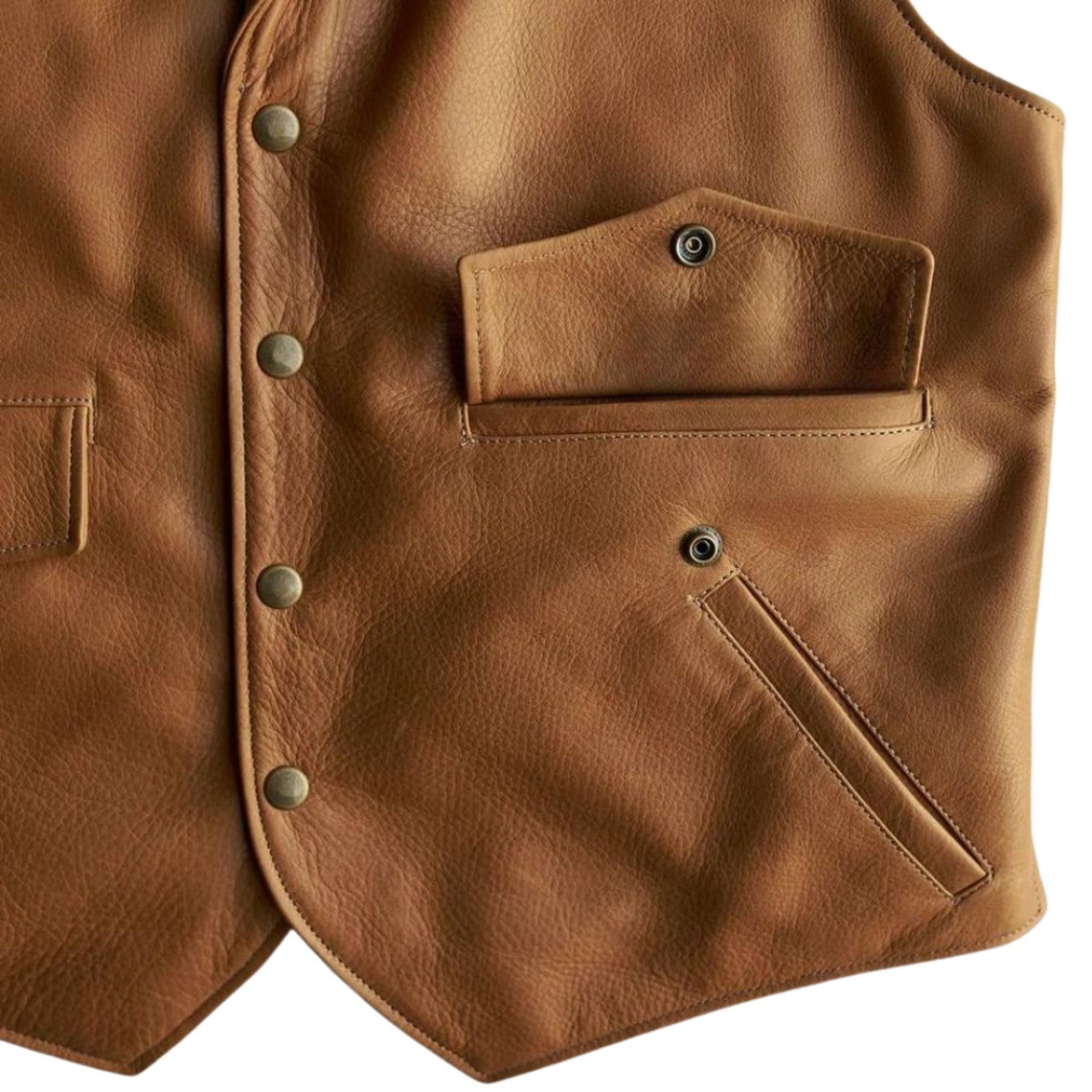 Cowboy Western Style Leather Vest, Brown Leather Vest, Lambskin Leather ...