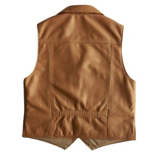 Cowboy Western Style Leather Vest, Brown Leather Vest, Lambskin Leather ...