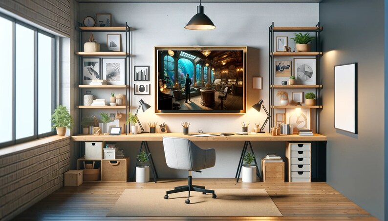 Captain's Vigil the Nautilus Command Room Digital Print 24.89 X 14.223 ...