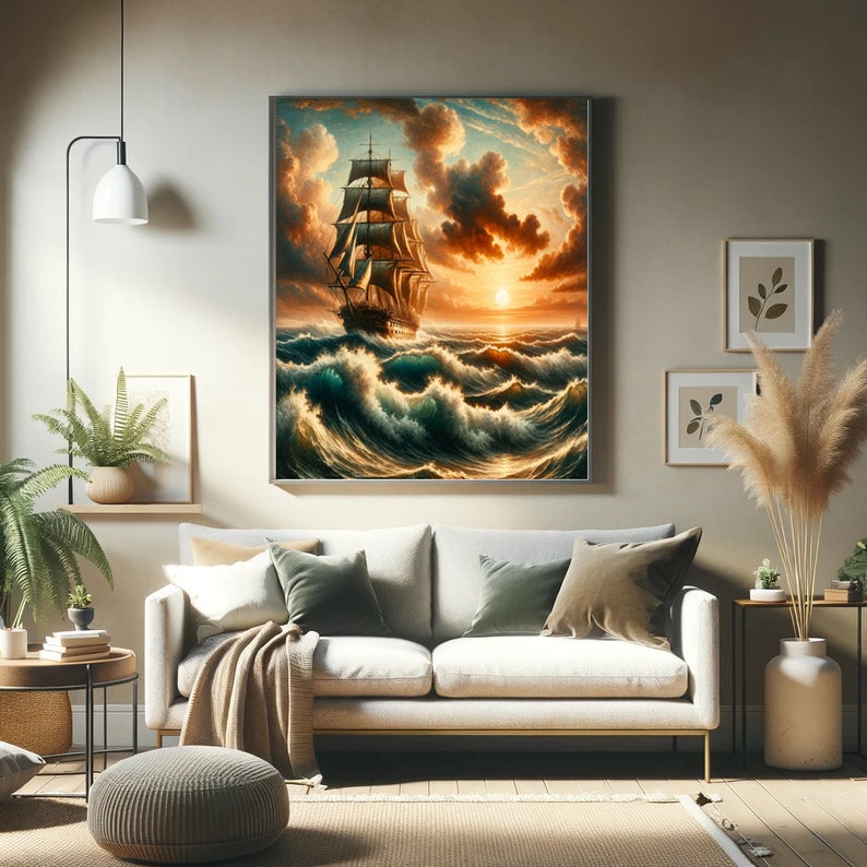 Traditional Romantic Era Seascape - Digital Print - 14.22" X 14.22" - Etsy