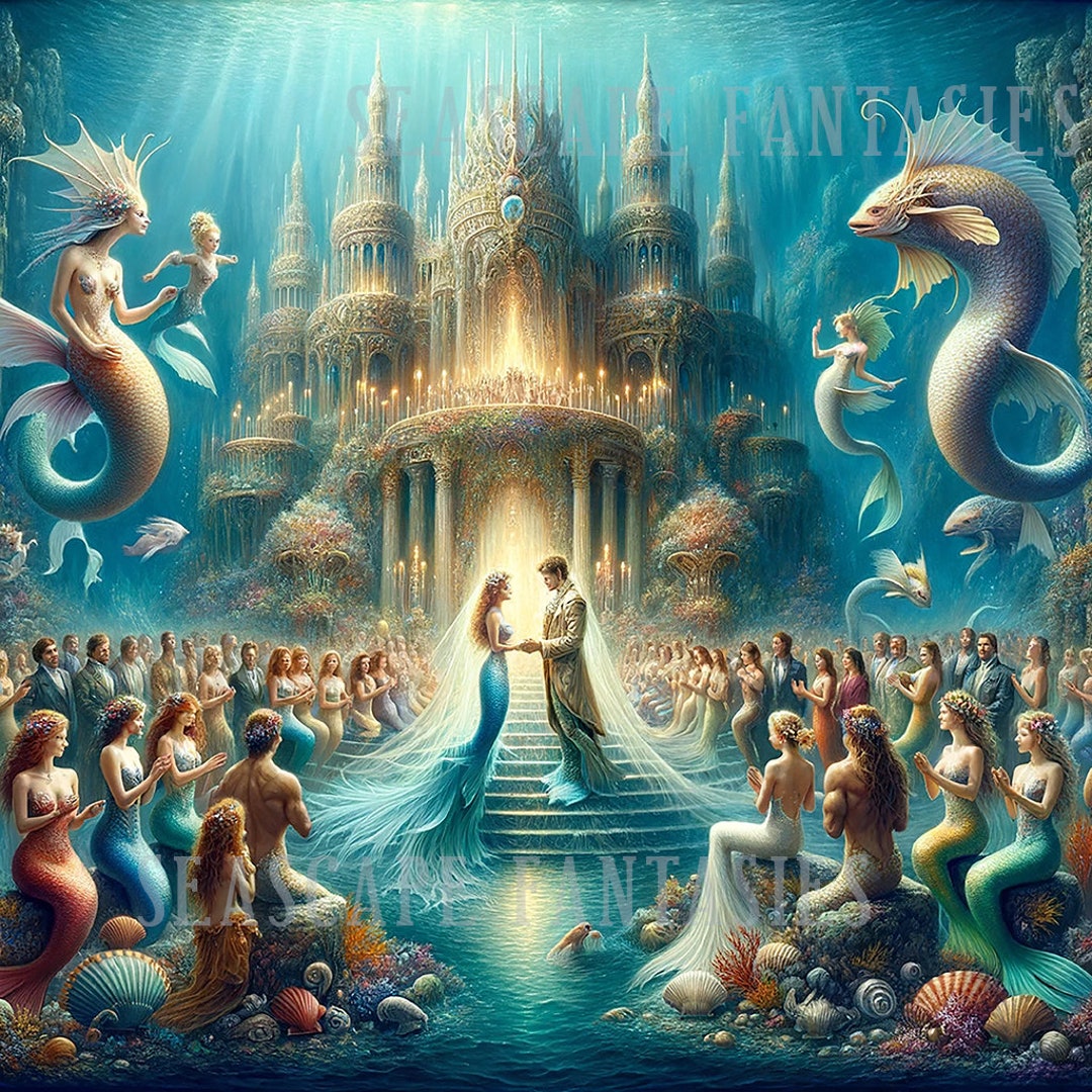 Digital Underwater Vows: A Mermaid Wedding at Poseidon's Castle - Etsy