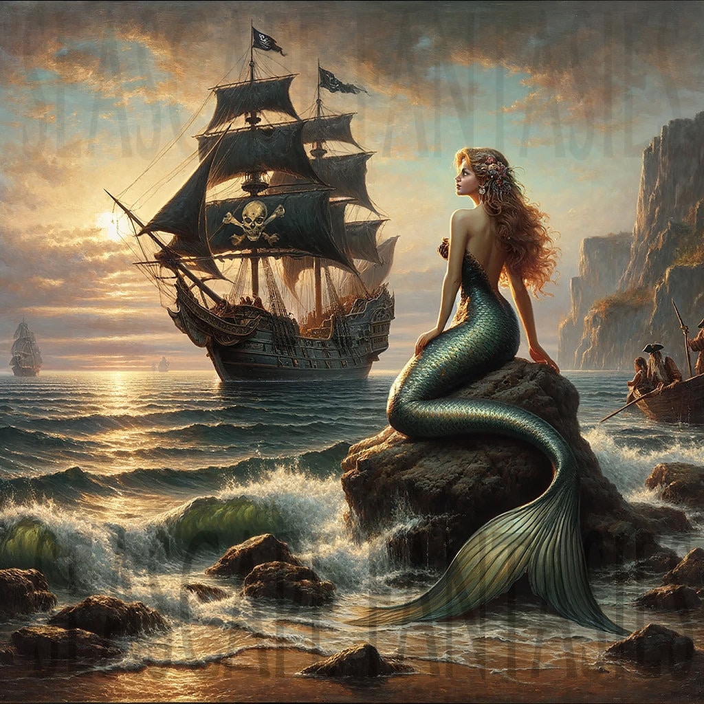 Digital - Adieu, Blackbeard - the Mermaid's Farewell to the Legendary Pirate - Etsy