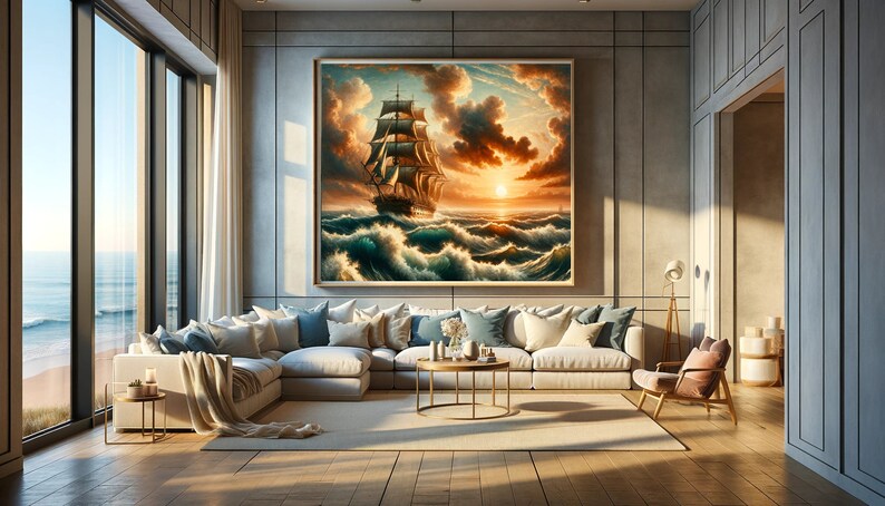 Traditional Romantic Era Seascape - Digital Print - 14.22" X 14.22" - Etsy