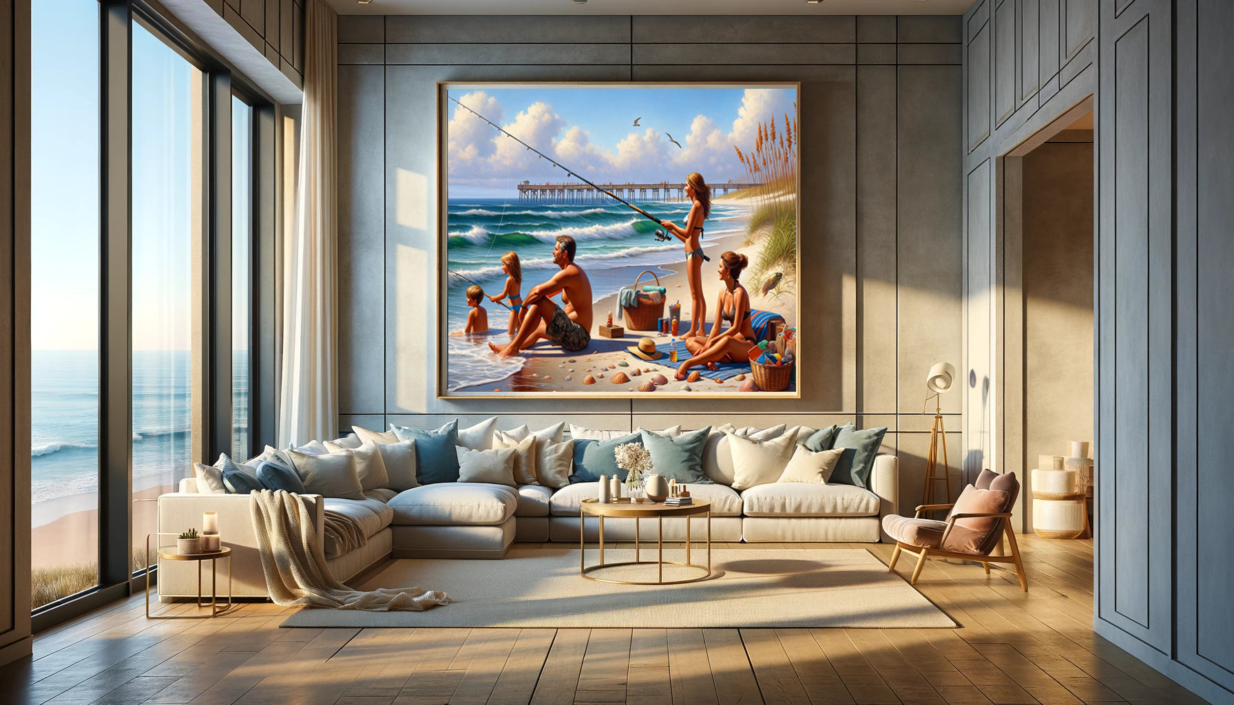 Digital Family Beach Day at Wrightsville Beach Oil-based Digital ...