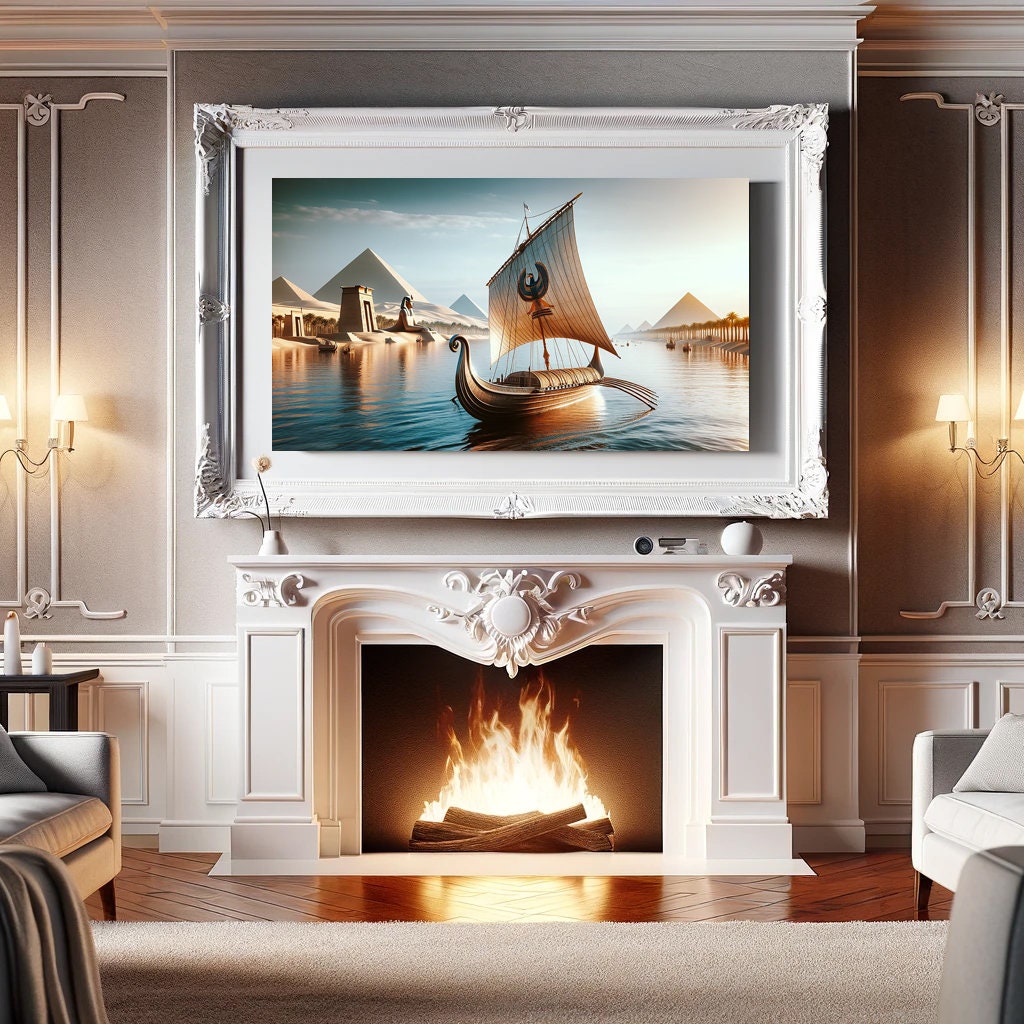 Ancient Egyptian Majesty: Boat on the Nile - Digital Print - Etsy