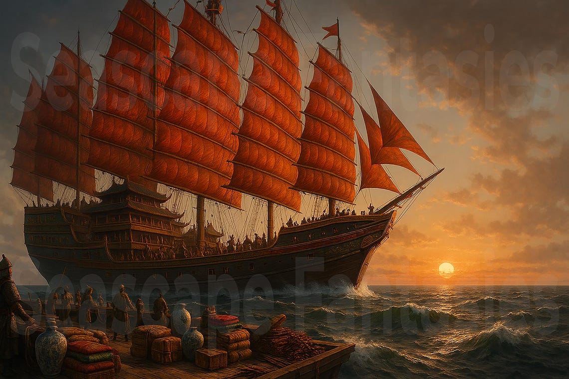 Ming Dynasty Treasure Ship – Digital Download Wall Art | 20x16 | JPEG ...