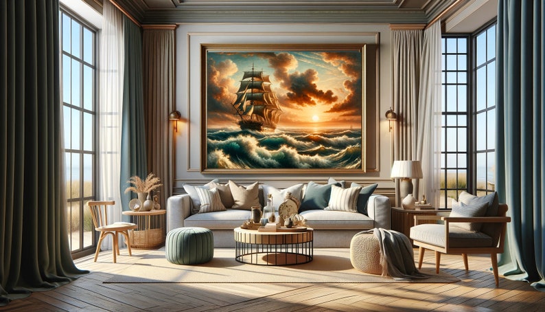 Traditional Romantic Era Seascape - Digital Print - 14.22" X 14.22" - Etsy