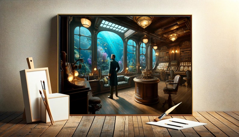 Captain's Vigil - the Nautilus Command Room - Digital Print - 24.89" X ...