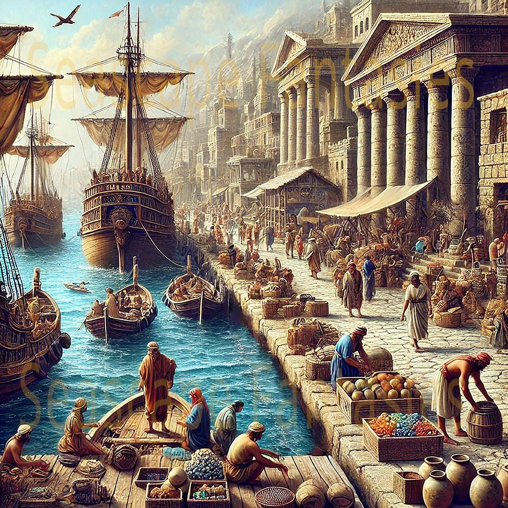Ancient Phoenician Port - 1 of 3 - 14"x14" Digital Art Print | 300 DPI ...
