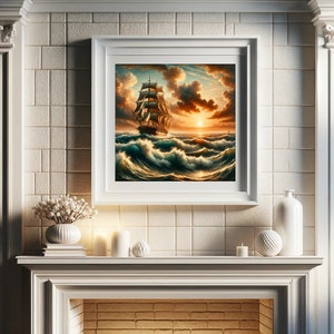 Traditional Romantic Era Seascape - Digital Print - 14.22" X 14.22" - Etsy