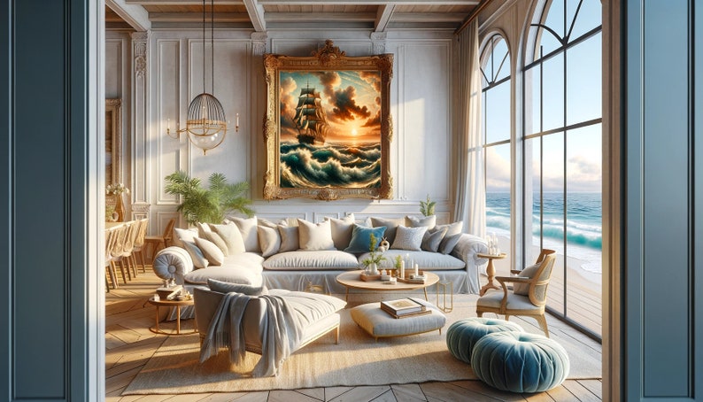 Traditional Romantic Era Seascape - Digital Print - 14.22" X 14.22" - Etsy