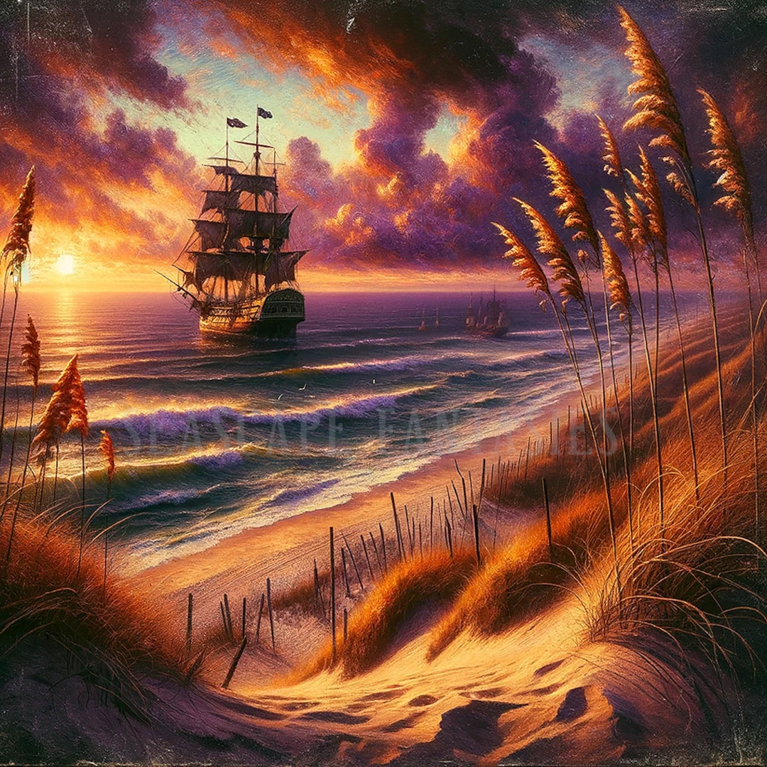 Digital - Queen Anne's Revenge: A Sunset Masterpiece - Etsy