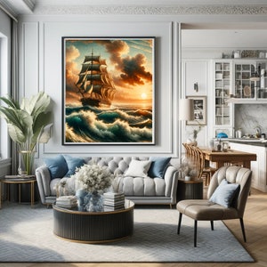 Traditional Romantic Era Seascape - Digital Print - 14.22" X 14.22" - Etsy