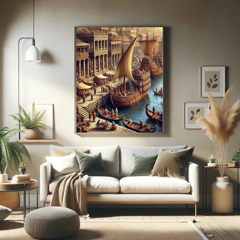 Ancient Phoenician Port Series (2 of 3) - 14"x14" Digital Art Print ...