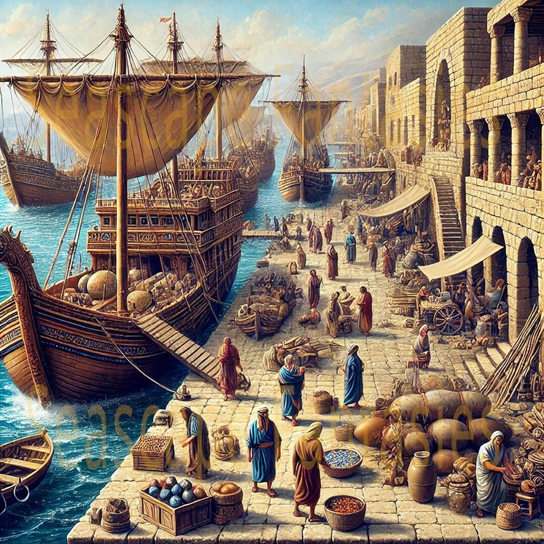Ancient Phoenician Port Series (3 of 3) - 14"x14" Digital Art Print ...