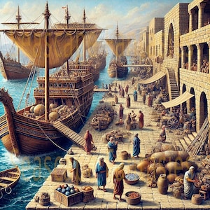 Ancient Phoenician Port Series (3 of 3) - 14"x14" Digital Art Print ...