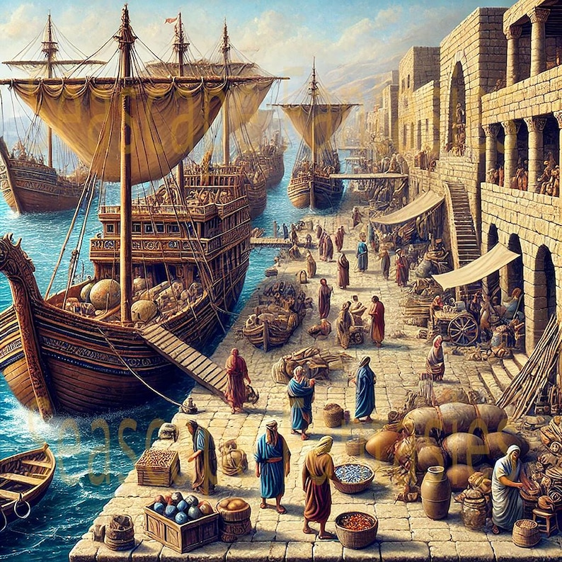 Ancient Phoenician Port Series (3 of 3) - 14"x14" Digital Art Print ...