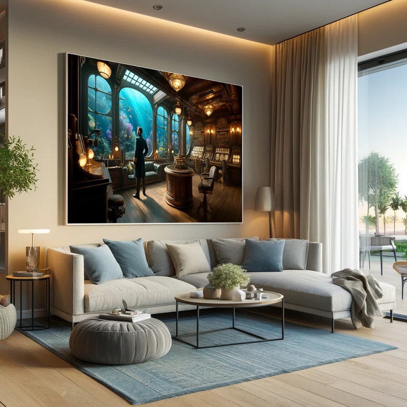 Captain's Vigil - the Nautilus Command Room - Digital Print - 24.89" X ...