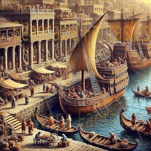 Ancient Phoenician Port Series (2 of 3) - 14"x14" Digital Art Print ...
