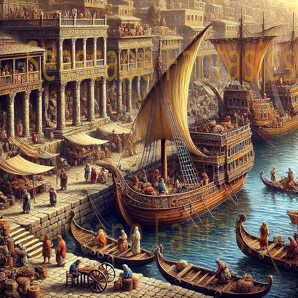 Ancient Phoenician Port Series (2 of 3) - 14"x14" Digital Art Print ...