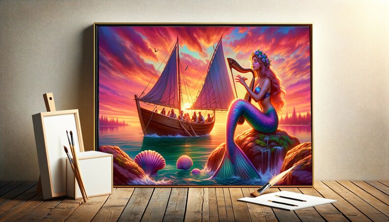 The Mermaid's Sunset Serenade - Digital Print - Etsy