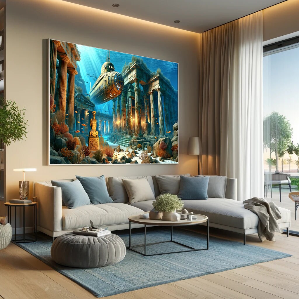 Rediscovery of Atlantis - Nautilus Among Ancient Ruins - Digital Print ...