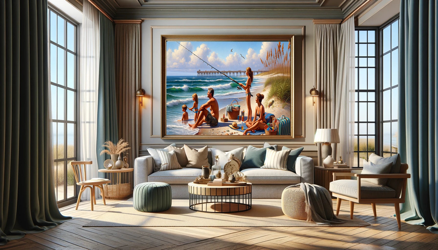 Digital Family Beach Day at Wrightsville Beach Oil-based Digital ...