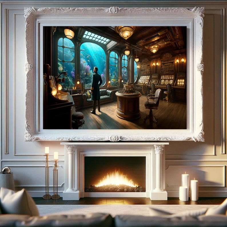 Captain's Vigil the Nautilus Command Room Digital Print 24.89 X 14.223 ...