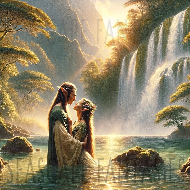 Digital - Elven Lovers' Embrace - Digital Oil Painting Download ...