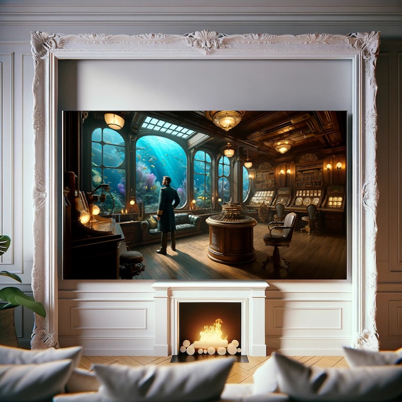 Captain's Vigil - the Nautilus Command Room - Digital Print - 24.89" X ...