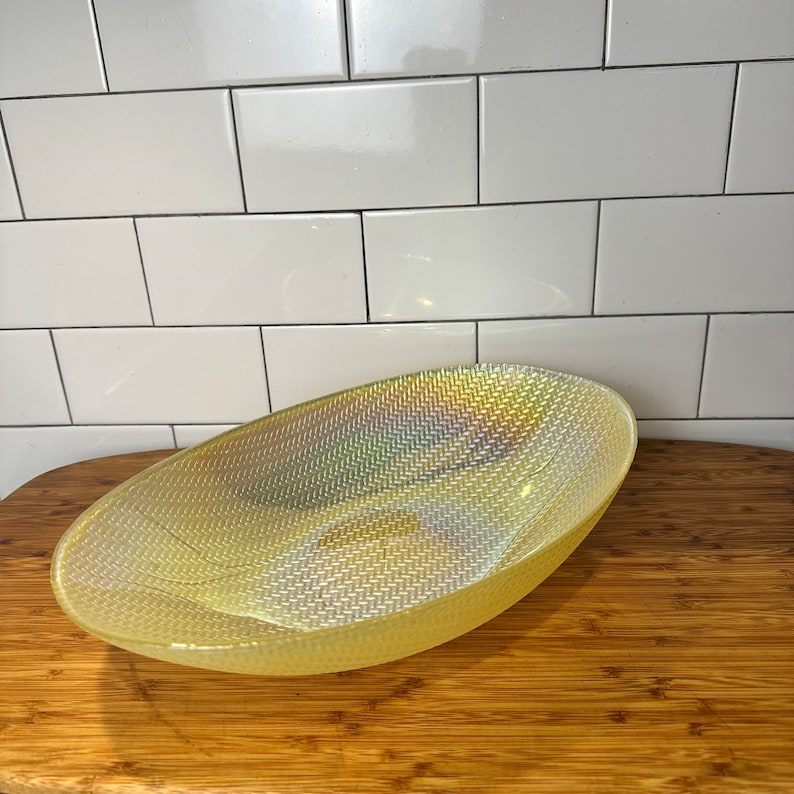 Vintage 12” Textured Glass Oval Serving Bowl Dish MCM - Etsy