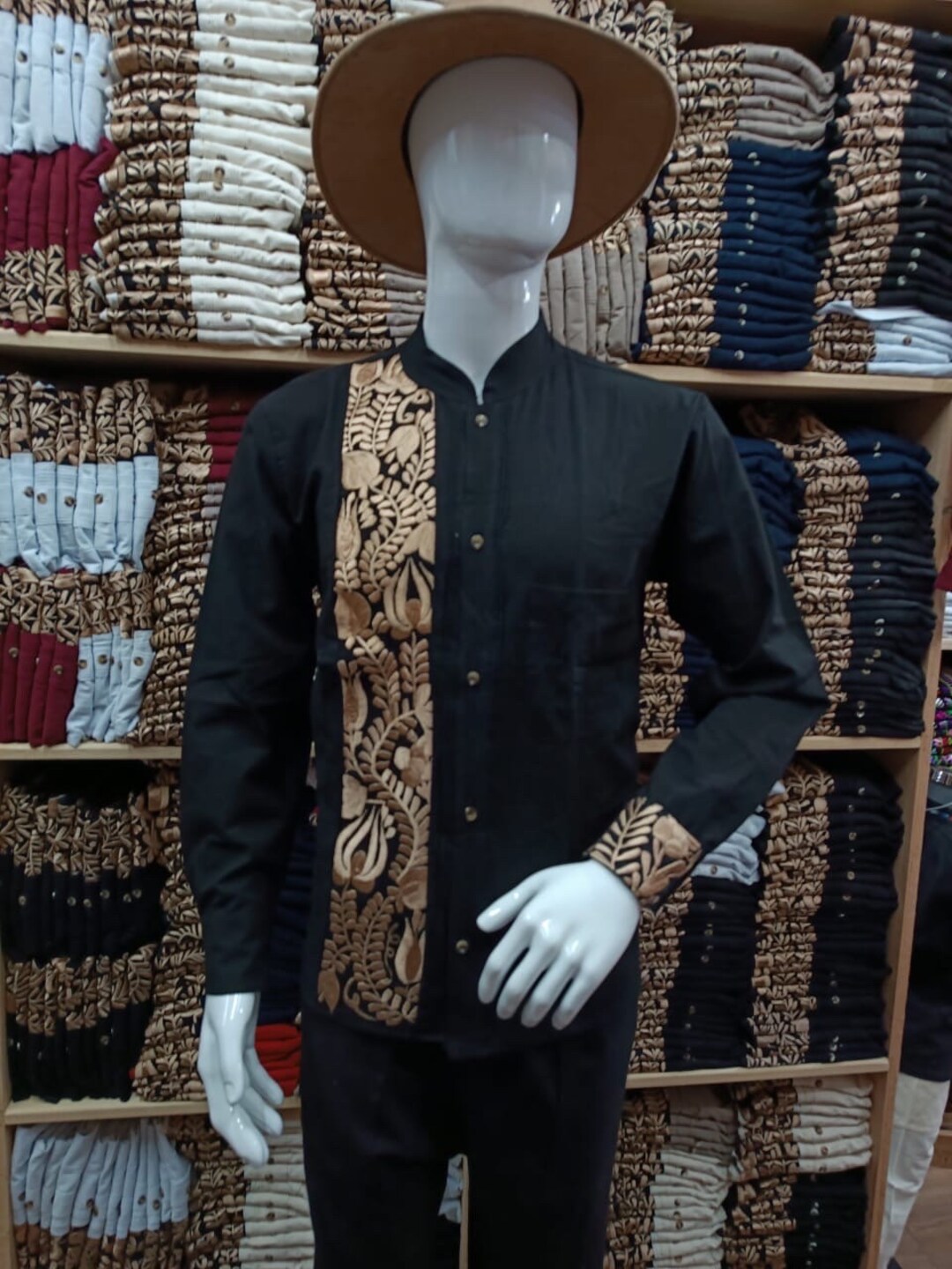 Hand Embroidered Floral Mexican Guayabera. Traditional Manta Shirt for ...