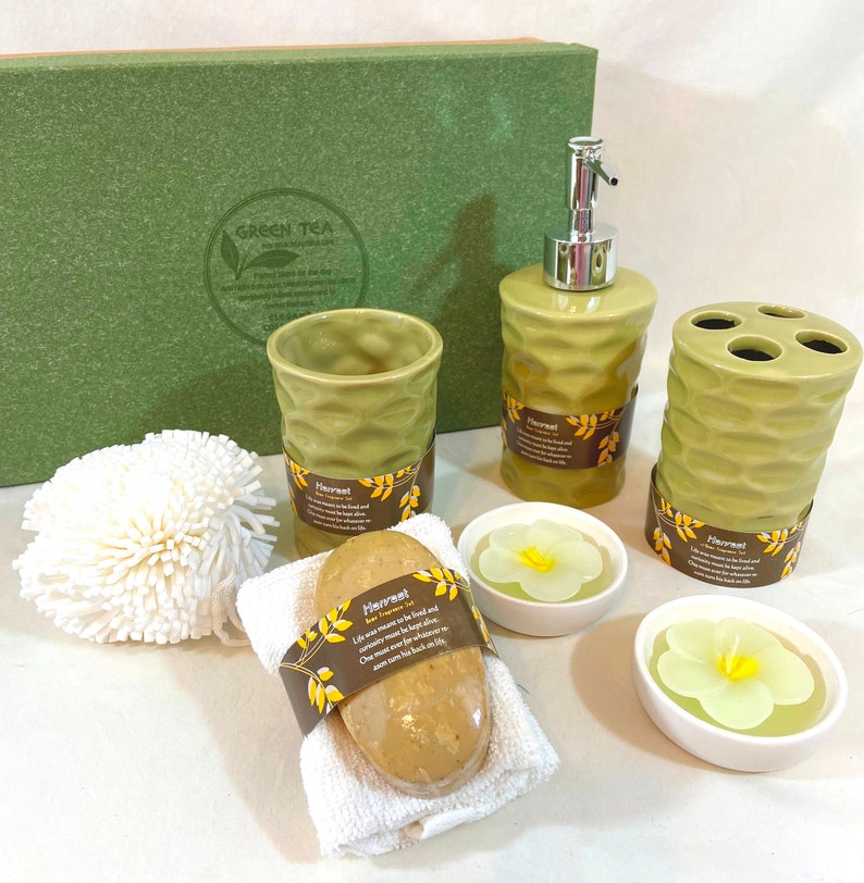 VANITY Deluxe 8 Pcs Set,green Tea Fragrance, Bathroom Accessory Set ...