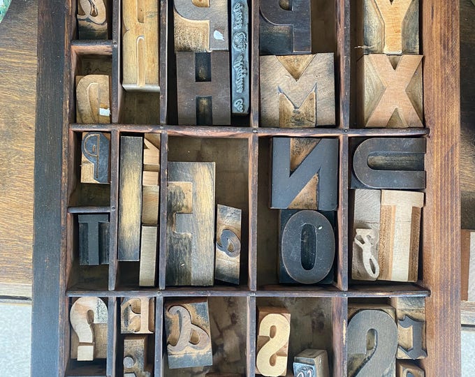 Antique Printers Typecase or Type Drawer End Section Filled With Wood ...