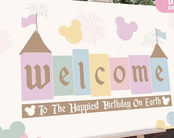 Personalize Disneyland Party Sign, Disneyland Party Decoration, Digital ...