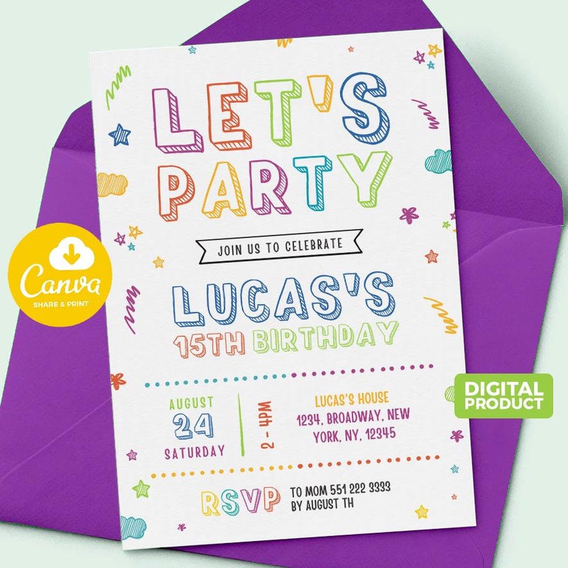 Colorful Invitations - Etsy